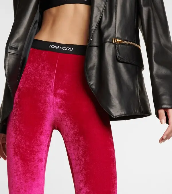 TOM FORD Logo Velvet Leggings
