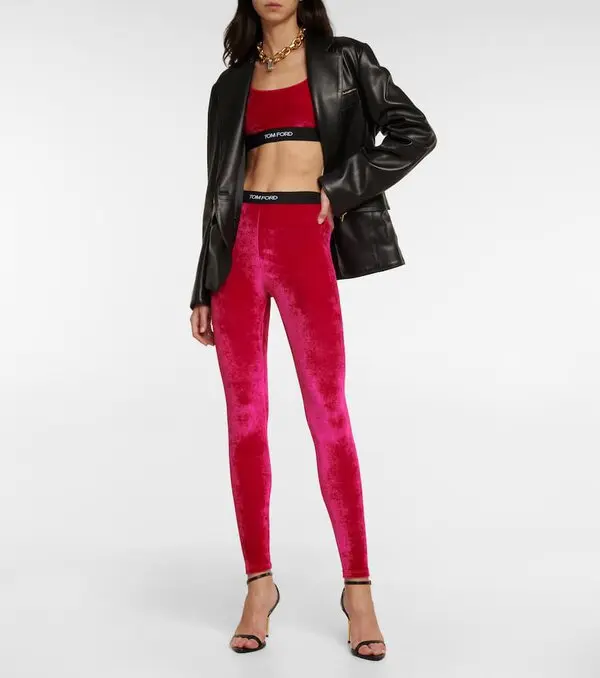 TOM FORD Logo Velvet Leggings