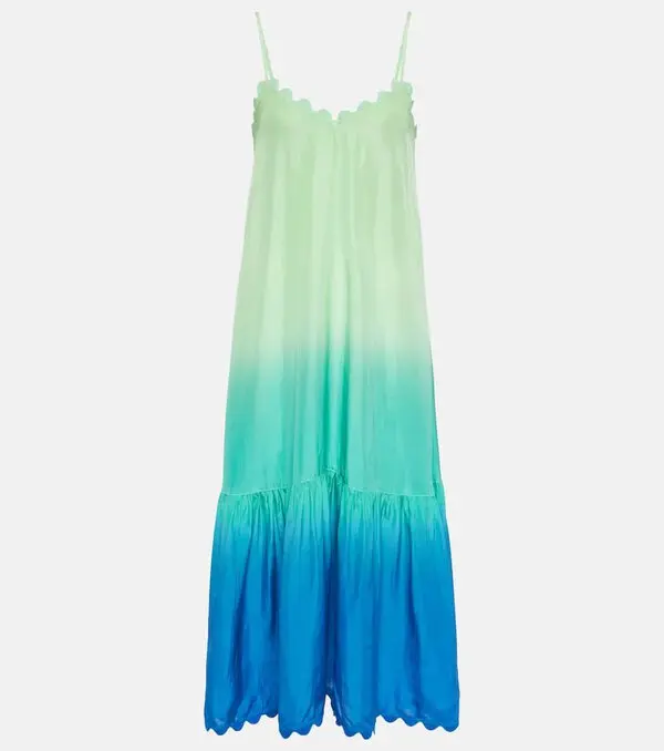 JULIET DUNN Scalloped Ombre Cotton Midi Dress - Multicoloured