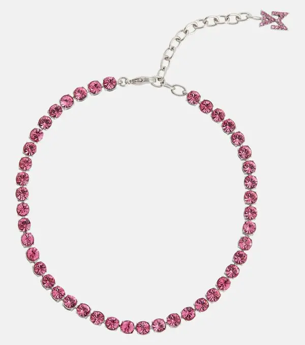 Amina Muaddi Tennis Crystal Anklet - Pink