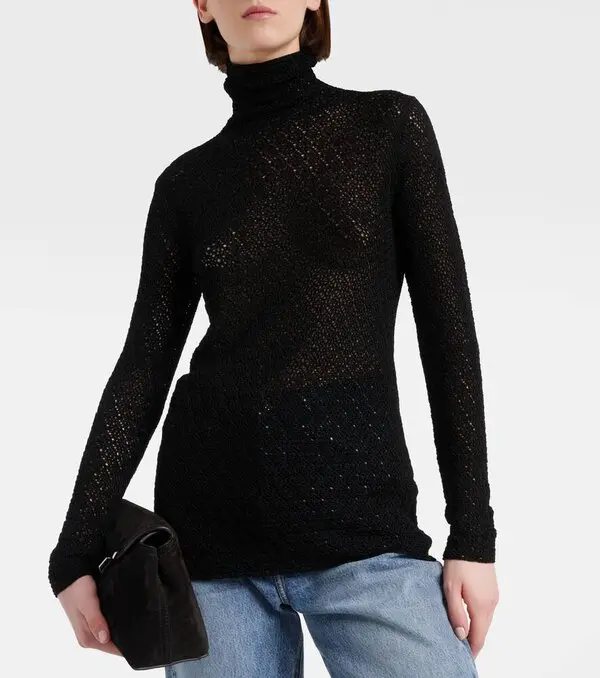 TOTEME Crochet Turtleneck Top
