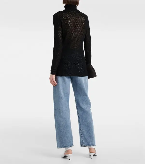 TOTEME Crochet Turtleneck Top