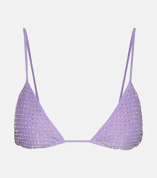 SELF-PORTRAIT Embellished Bikini Top - Purple