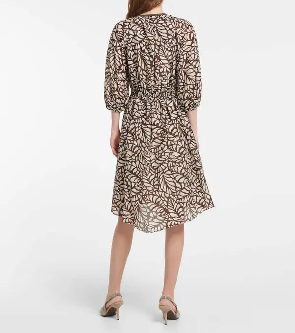 Brunello Cucinelli Printed Cotton-blend Midi Dress