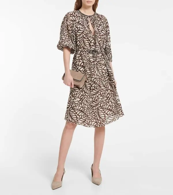 Brunello Cucinelli Printed Cotton-blend Midi Dress