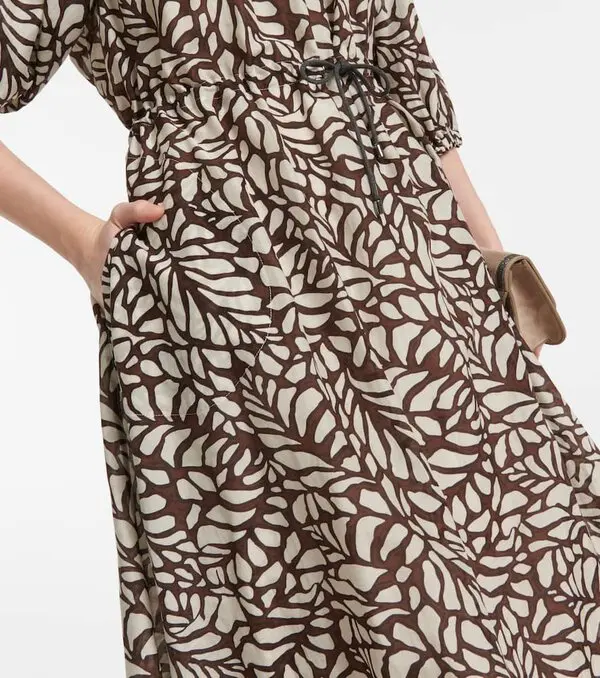 Brunello Cucinelli Printed Cotton-blend Midi Dress