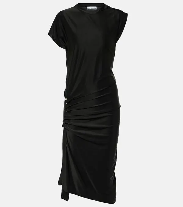 Rabanne Draped Jersey Midi Dress - Black
