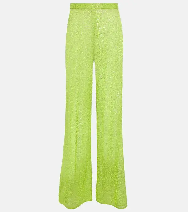 SELF-PORTRAIT Wide-leg Sequined Pants