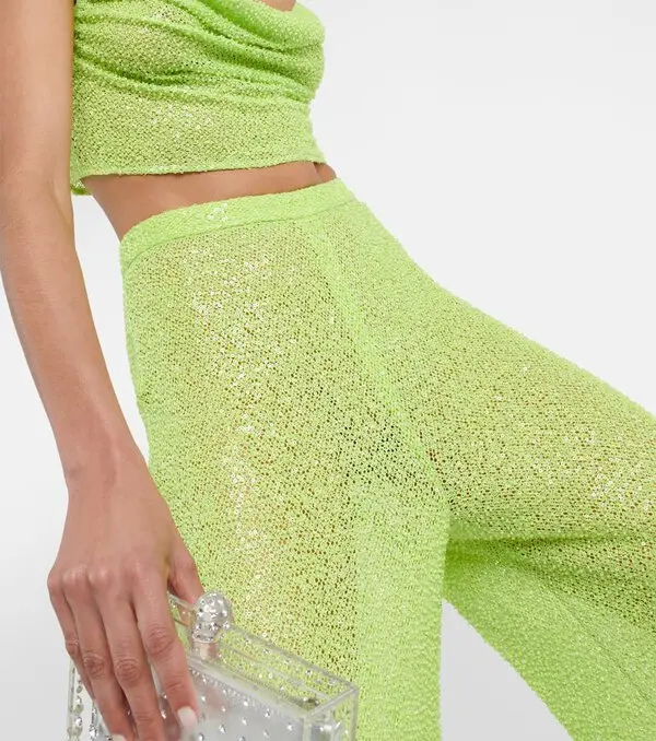 SELF-PORTRAIT Wide-leg Sequined Pants