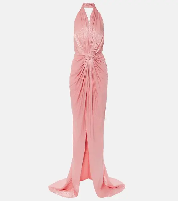 Costarellos Joa Draped Metallic Gown - Pink