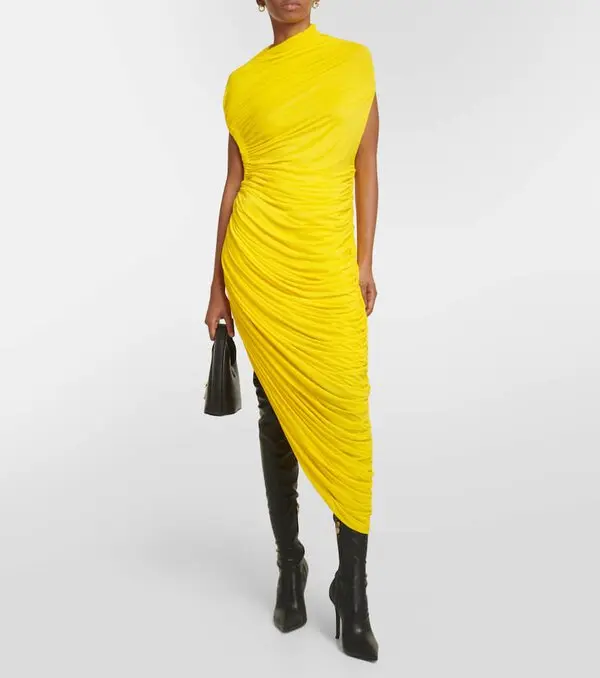 FERRAGAMO Ruched Jersey Midi Dress