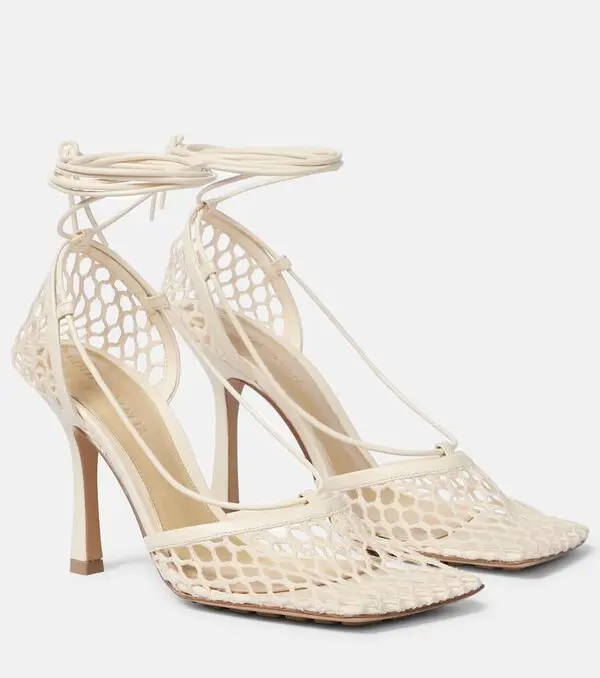 Bottega Veneta Stretch Leather-trimmed Mesh Pumps - White