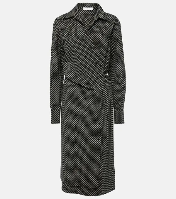Proenza Schouler White Label Lane Checked Cotton Wrap Dress