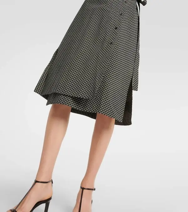 Proenza Schouler White Label Lane Checked Cotton Wrap Dress