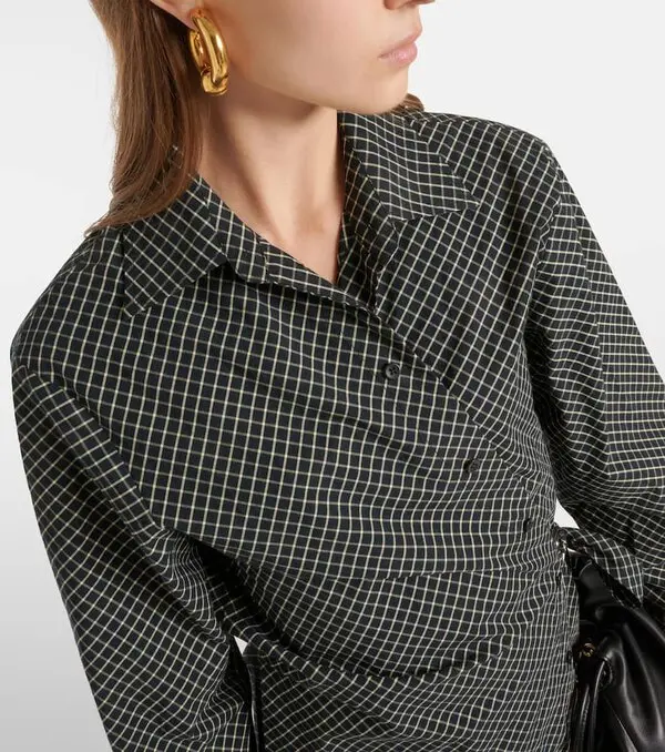 Proenza Schouler White Label Lane Checked Cotton Wrap Dress