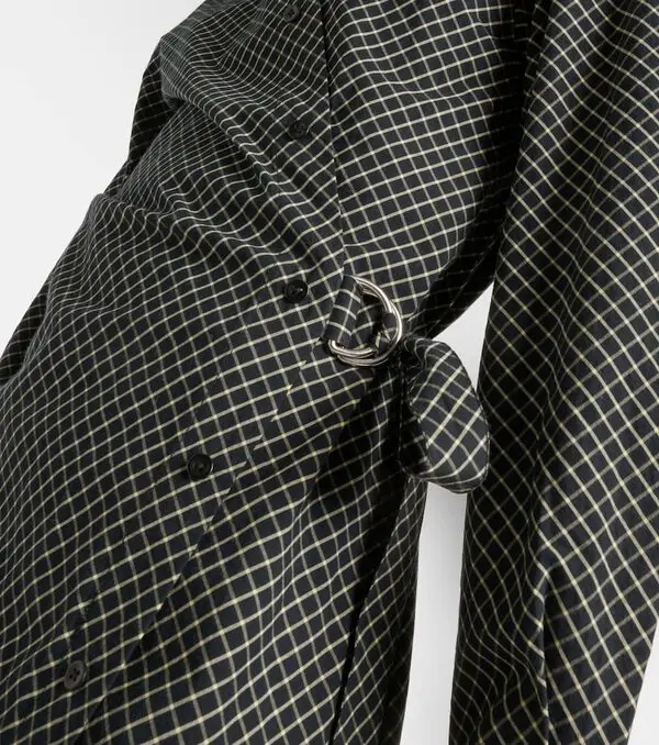 Proenza Schouler White Label Lane Checked Cotton Wrap Dress