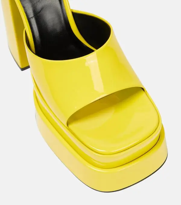Versace Medusa Aevitas Patent Leather Platform Sandals - Yellow