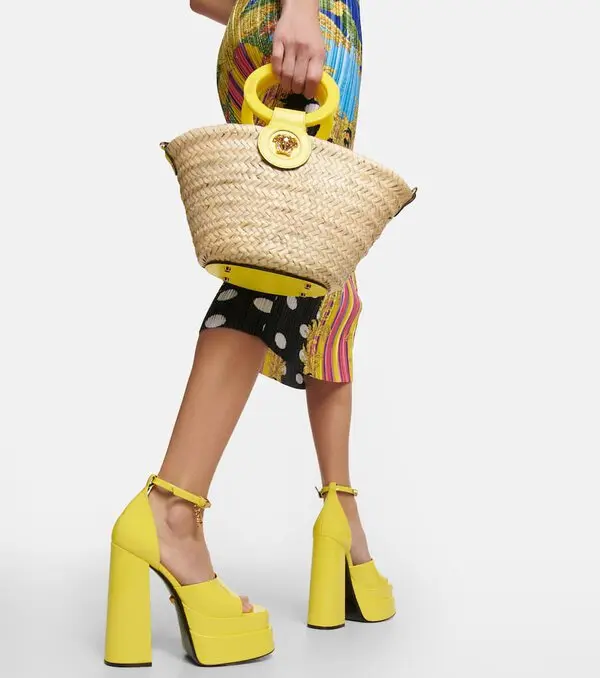 Versace Medusa Aevitas Patent Leather Platform Sandals - Yellow