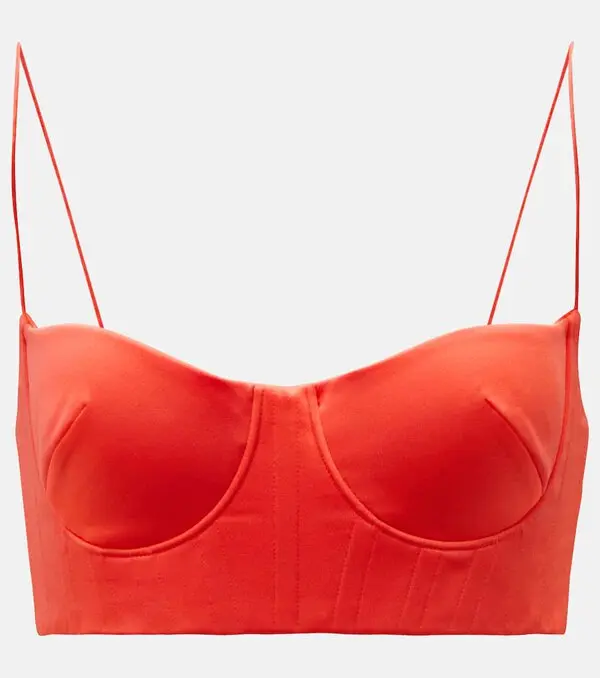 Alex Perry Hart Satin Crepe Bralette - Orange
