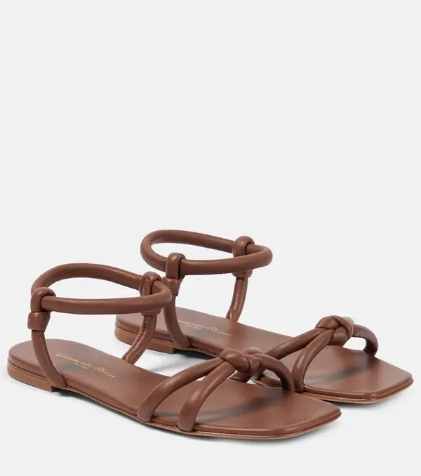 GIANVITO ROSSI Juno Leather Sandals - Brown