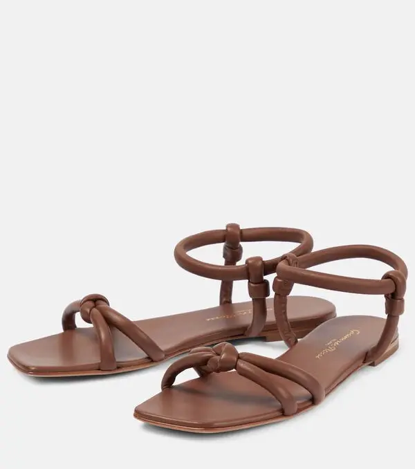 GIANVITO ROSSI Juno Leather Sandals - Brown