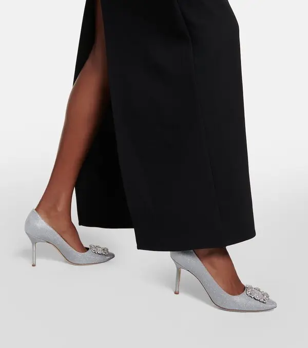 Manolo Blahnik Hangisi 90 Embellished Glitter Pumps
