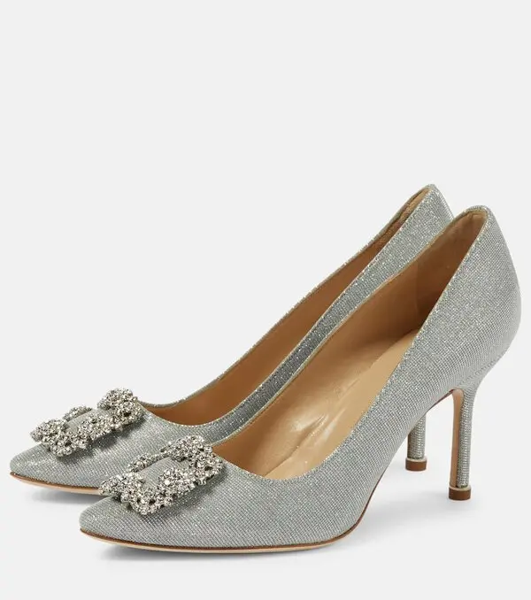 Manolo Blahnik Hangisi 90 Embellished Glitter Pumps