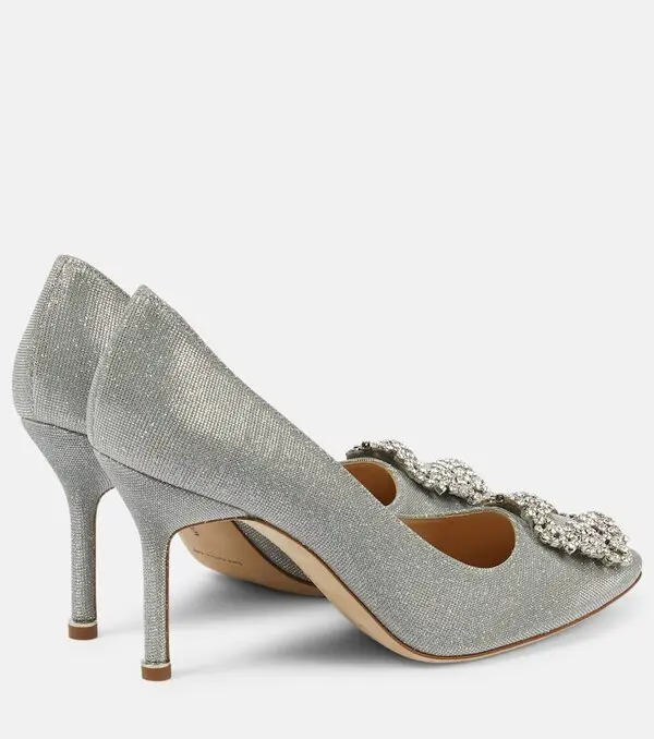 Manolo Blahnik Hangisi 90 Embellished Glitter Pumps