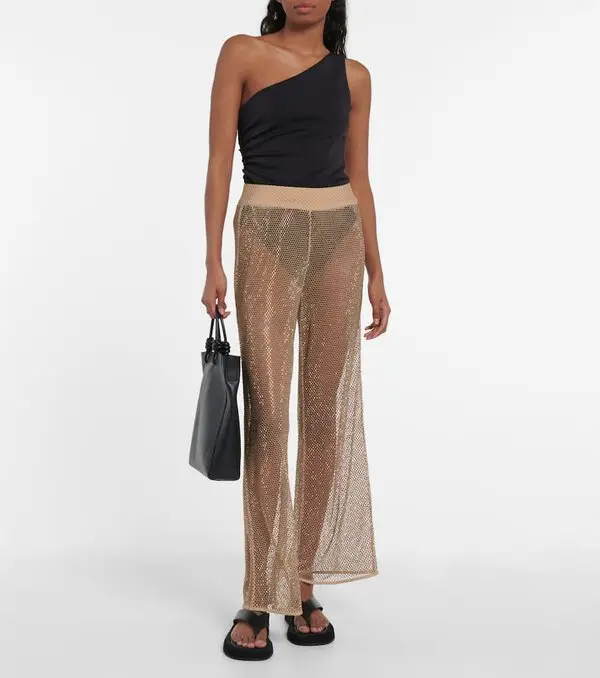 Simkhai Sullivan Crystal-embellished Mesh Pants