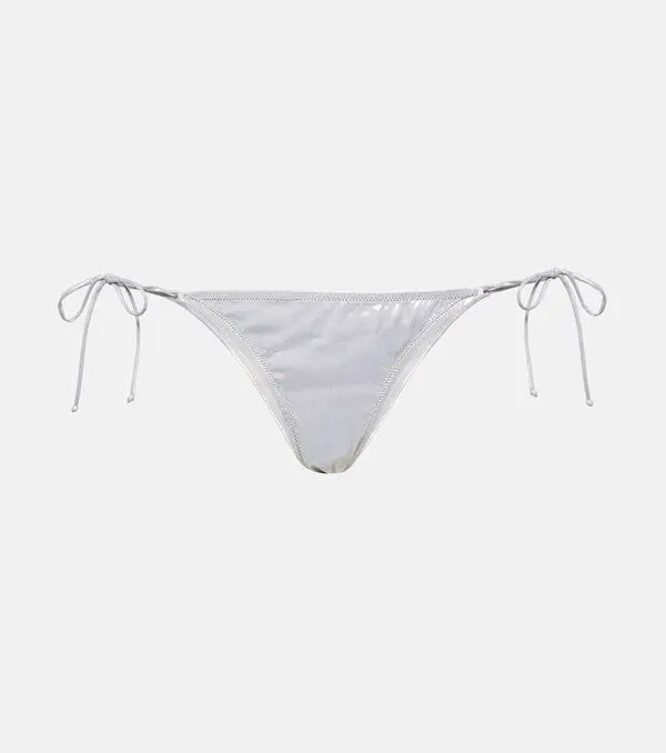REINA OLGA Love Triangle Lamé Bikini Bottoms - Silver