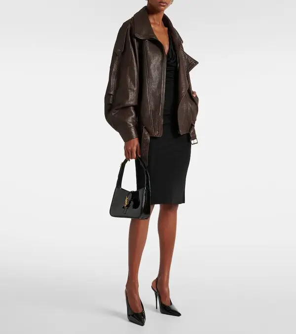 Saint Laurent Le 5 A 7 Patent Leather Shoulder Bag - Black
