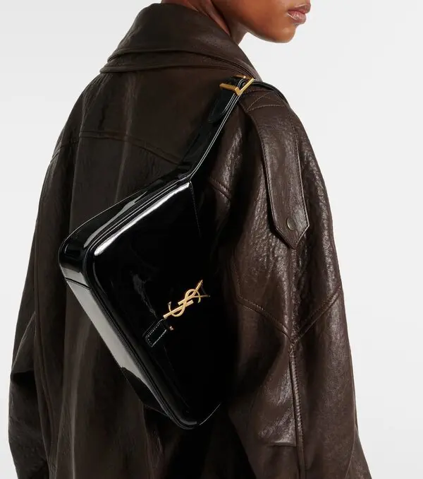 Saint Laurent Le 5 A 7 Patent Leather Shoulder Bag - Black
