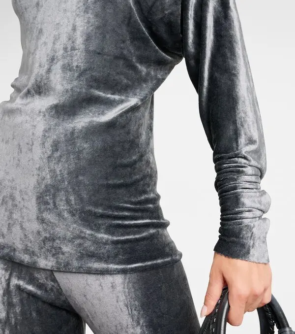 Rick Owens Diana One-shoulder Velvet Top In Steel