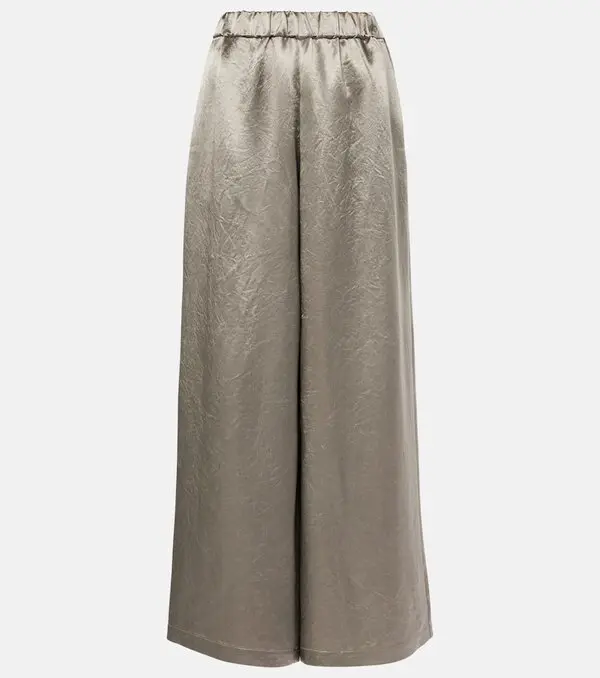 Max Mara Accanto Satin Wide-leg Pants - Grey