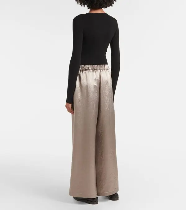 Max Mara Accanto Satin Wide-leg Pants - Grey