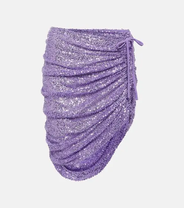 SELF-PORTRAIT Sequin-embellished Mini Skirt - Purple