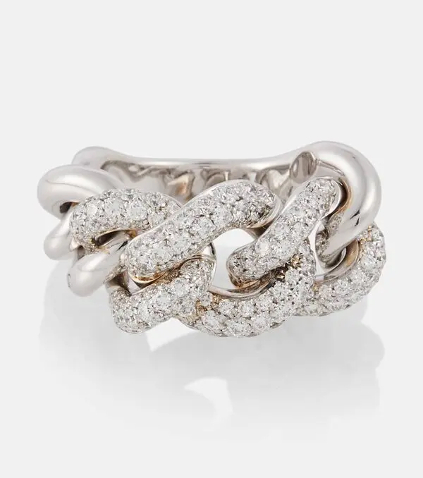 Pomellato Catene 18kt White Gold Ring With Diamonds - Metallic