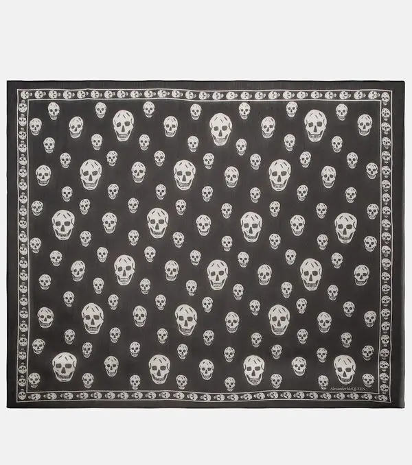 Alexander McQueen Skull Silk Scarf - White
