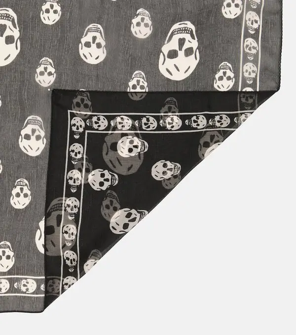 Alexander McQueen Skull Silk Scarf - White