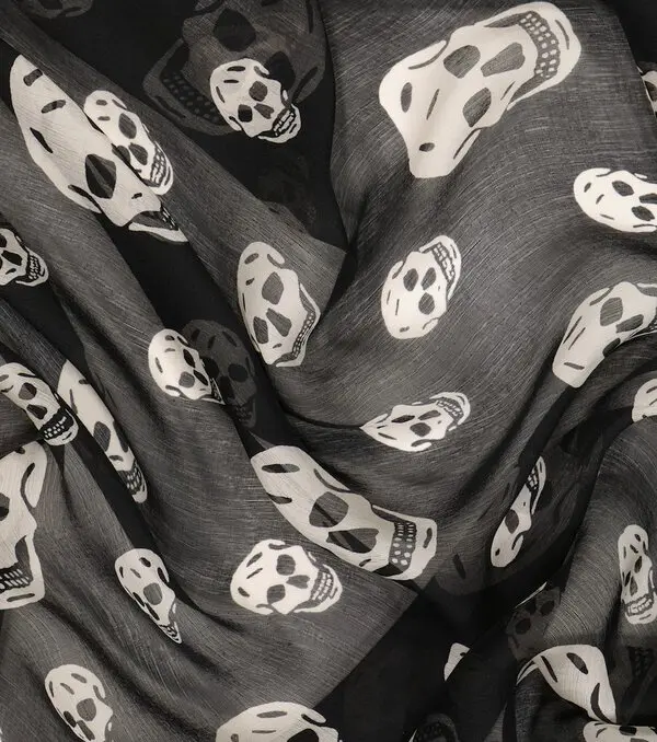 Alexander McQueen Skull Silk Scarf - White