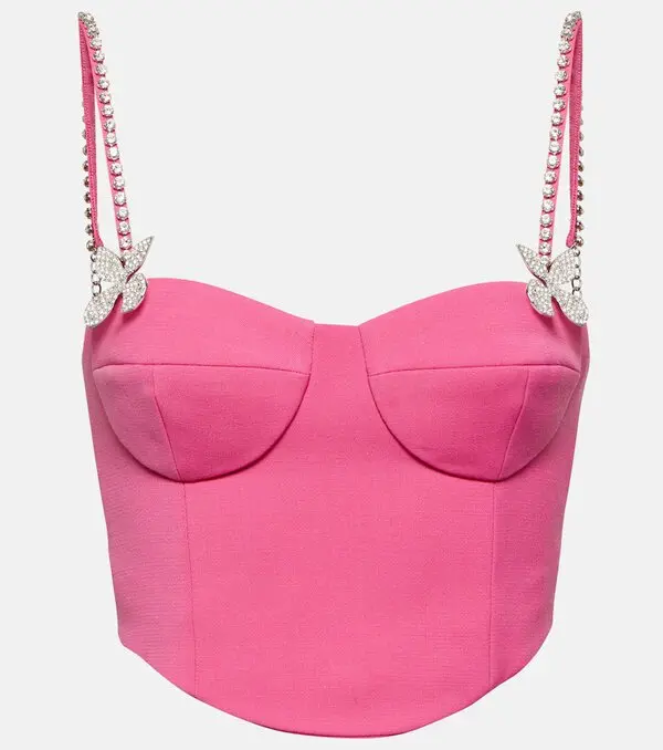 AREA Embellished Wool Bustier - Pink
