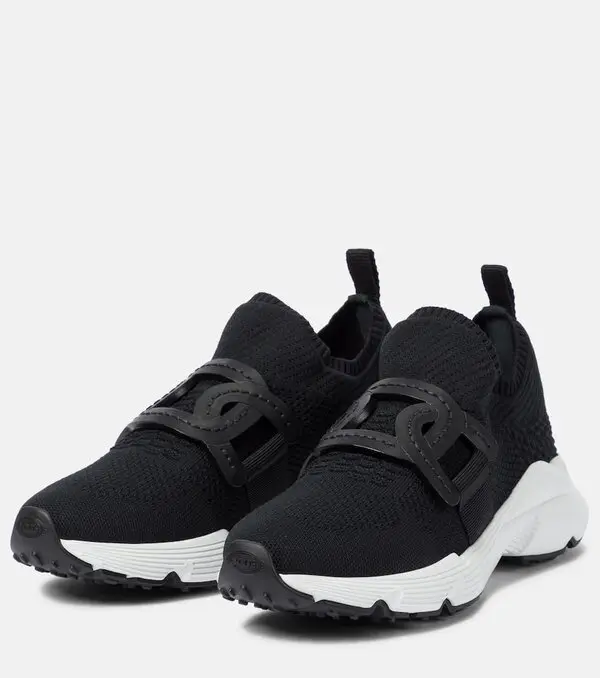 TOD'S Leather-trimmed Knit Sneakers