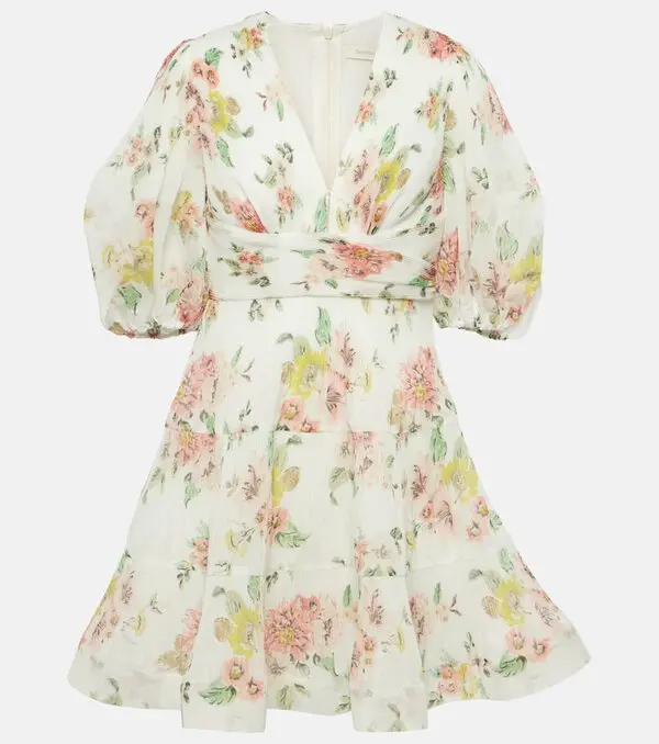 Zimmermann Floral Pleated Mini Dress