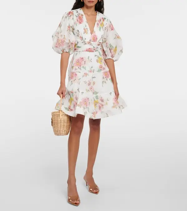 Zimmermann Floral Pleated Mini Dress