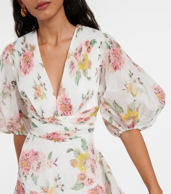 Zimmermann Floral Pleated Mini Dress