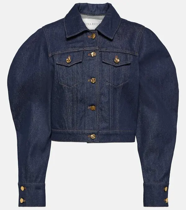 Nina Ricci Cropped Denim Trucker Jacket - Blue