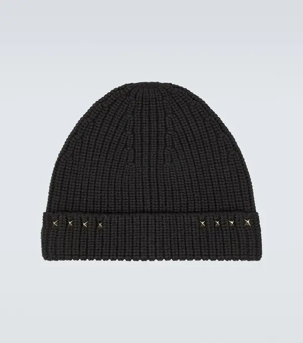 Valentino Garavani Rockstud Ribbed-knit Beanie - Grey