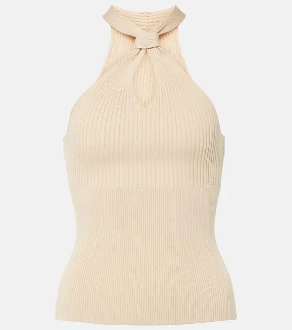 Simkhai Andrea Ribbed-knit Halterneck Top - Beige