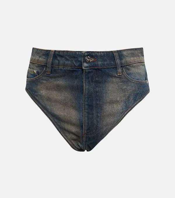 Y/project Janty High-rise Denim Shorts - Blue