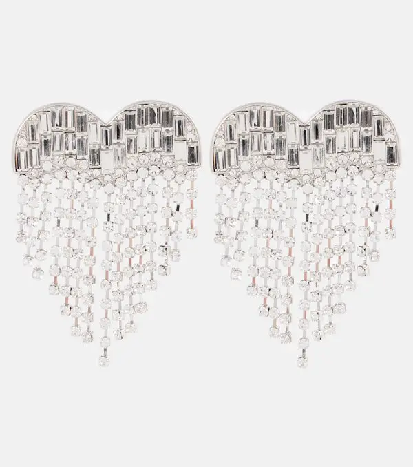 SELF-PORTRAIT Heart Crystal-embellished Earrings - Silver